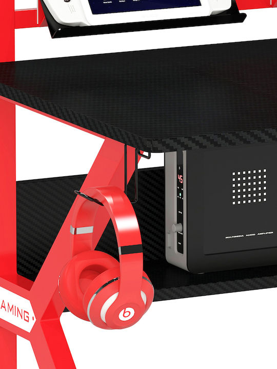 Γραφείο Gaming Ellipse Ξύλινο με Μεταλλικά Πόδια Μαύρο / Κόκκινο 135 ...