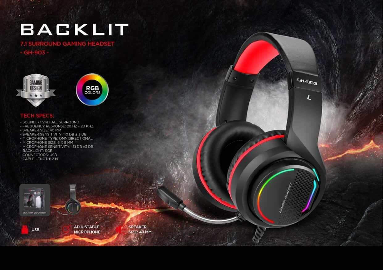 Xtrike Me 7.1 Surround RGB GH-903 Over Ear Gaming Headset με σύνδεση ...