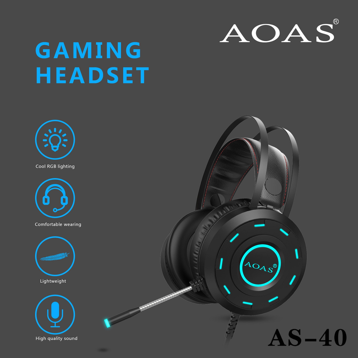 AOAS AS-40 Over Ear Gaming Headset με σύνδεση 3.5mm | Skroutz.gr
