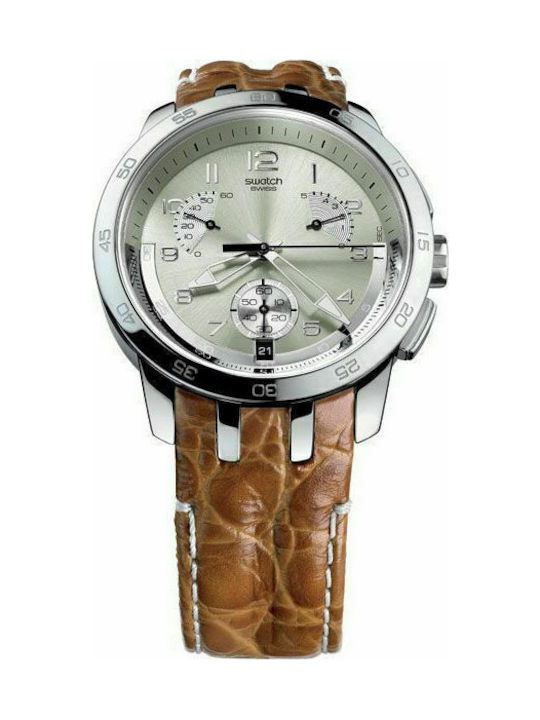 Swatch Cold Hour AYRS401 Δερμάτινο Λουράκι Καφέ 21mm | Skroutz.gr