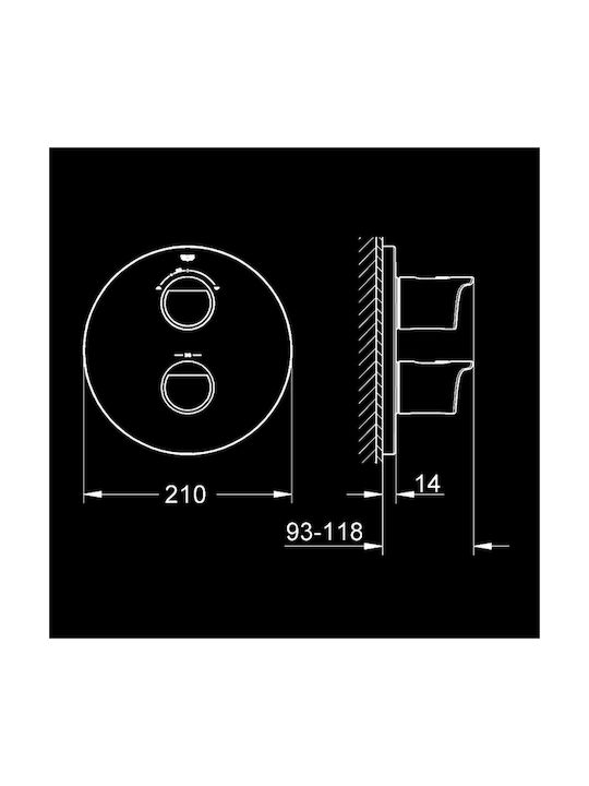 Grohe Grohtherm 2000 19355001 Μίκτης Μπαταρίας Εντοιχισμού Μπανιέρας 2 ...