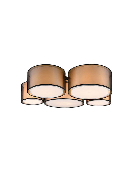 Trio Lighting Burton Μοντέρνα Υφασμάτινη Πλαφονιέρα Οροφής με Ντουί E27 ...