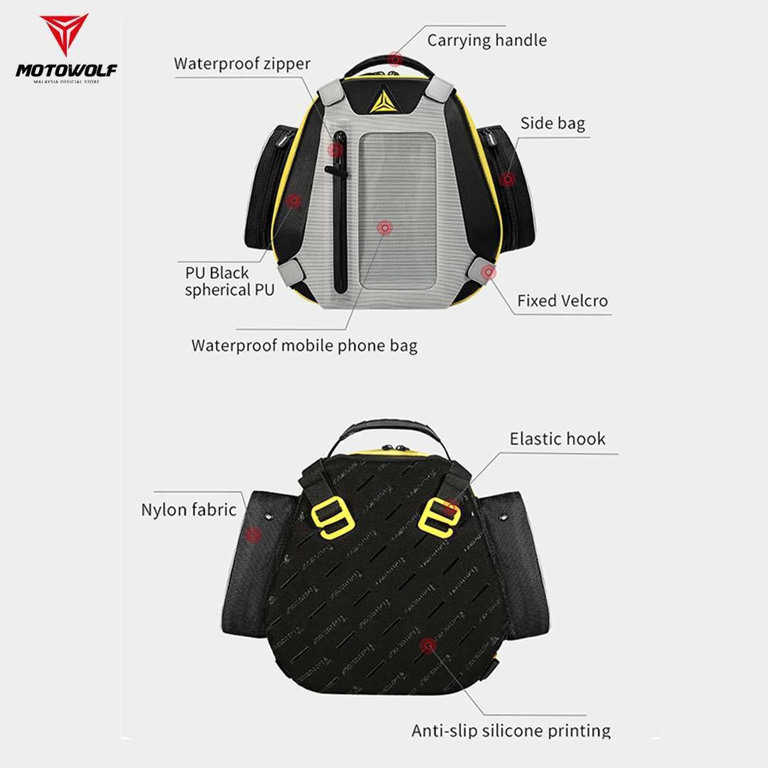 Motowolf Tank Bag Μοτοσυκλέτας με Tanlock με Αδιάβροχη Θήκη Κινητού ...