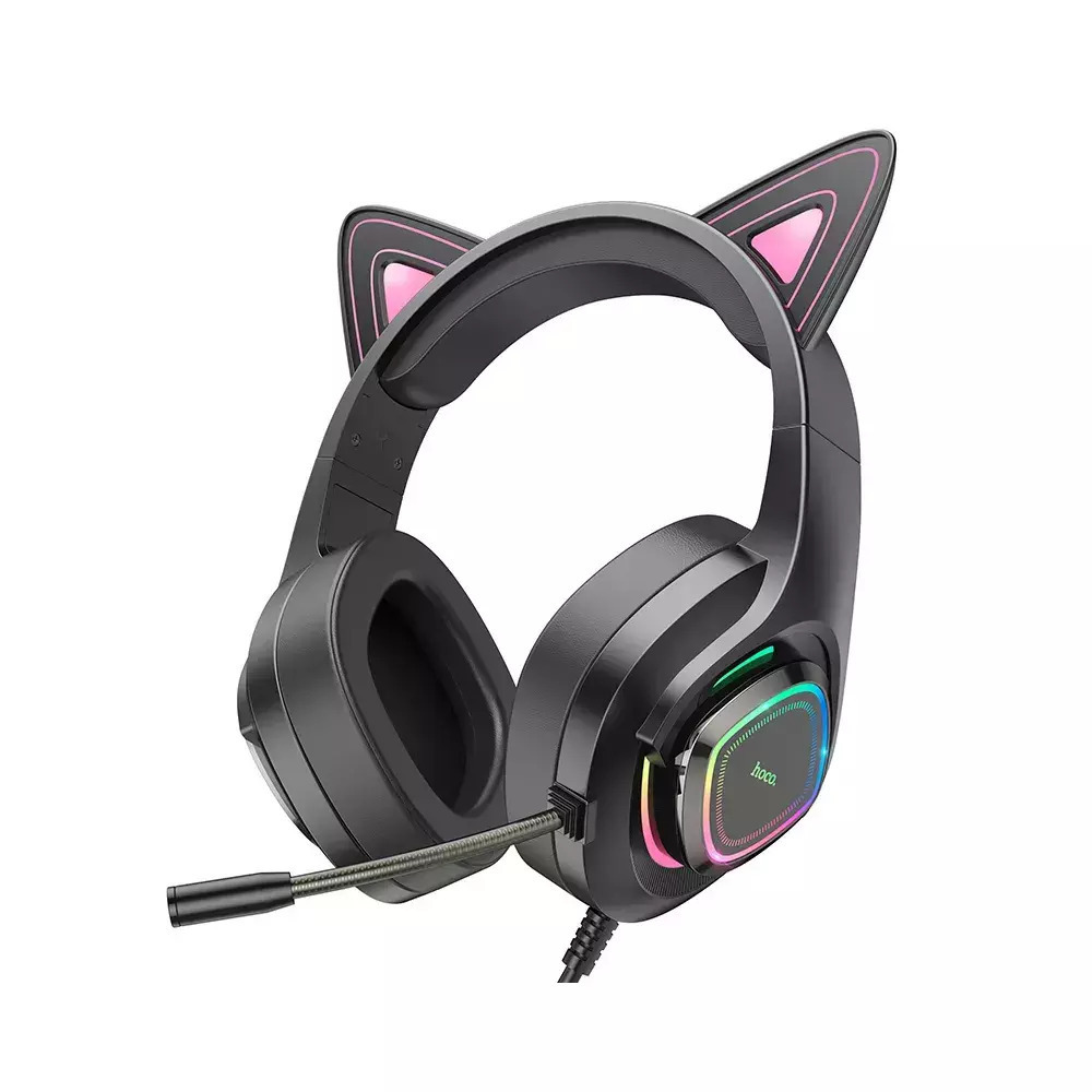 Hoco W107 Over Ear Gaming Headset με σύνδεση 3.5mm / USB Ροζ LED ...