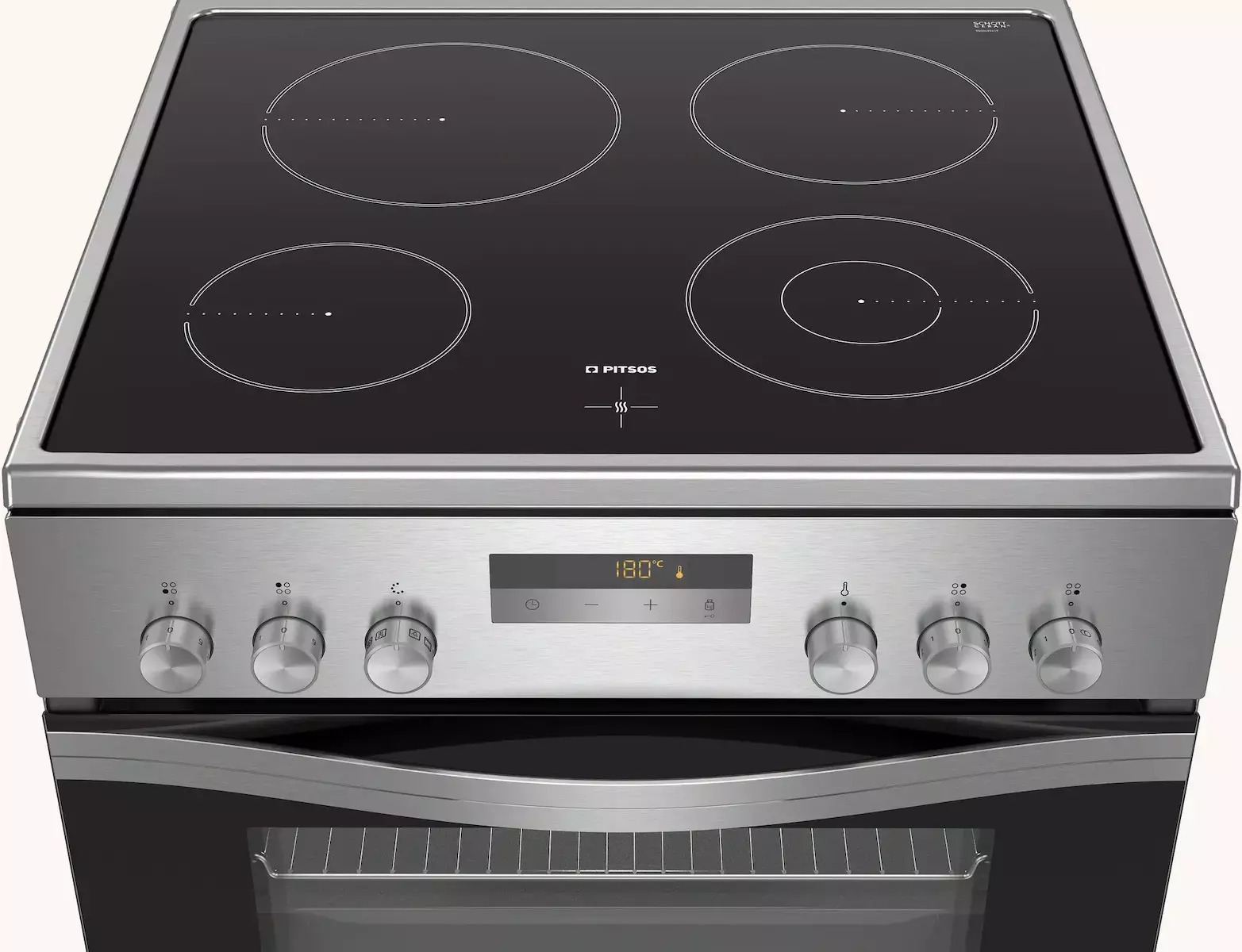 Pitsos PHST49250 Κουζίνα 63lt με Κεραμικές Εστίες Π60εκ. Inox | Skroutz.gr