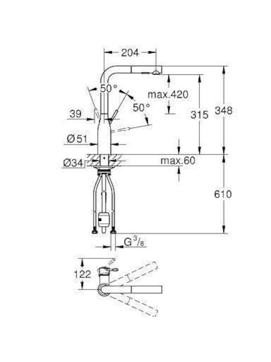 Grohe Essence 30504KF0 Μπαταρία Κουζίνας Πάγκου Μαύρη | Skroutz.gr
