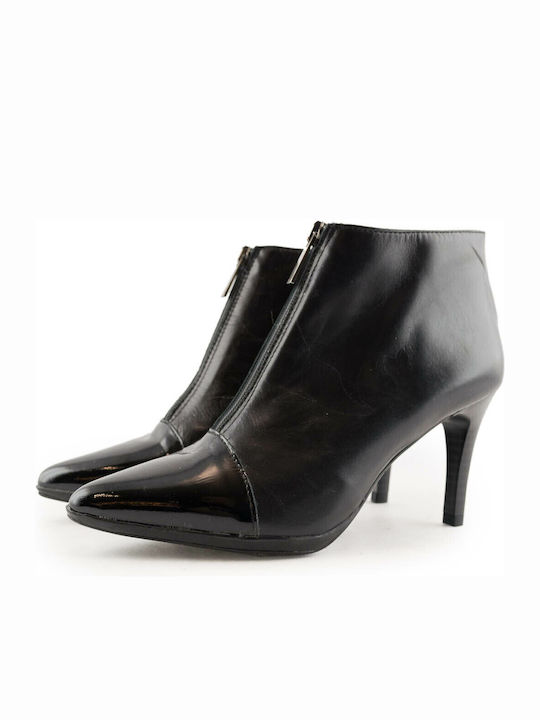 Patricia Miller Δερμάτινα Γυναικεία Μποτάκια με Ψηλό Τακούνι Μαύρα 51FW ...
