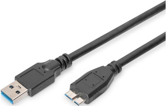 Digitus AK-300116-010-S Regular USB 3.0 to micro USB Cable Μαύρο 1m AK ...