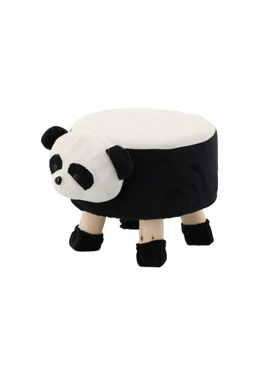 Round Children's Stool Panda Bear Design Textile Wood Black White Max ...