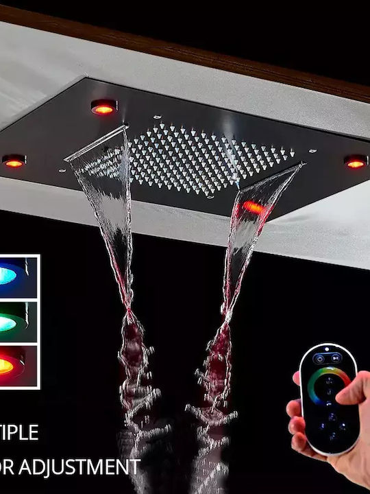 Luxury Led Rainfall Shower Head Remote Control Colors Brass ...