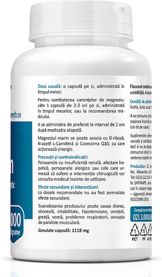 Zenyth Magneziu 1000mg 60 Capsule Energie | Skroutz Romania