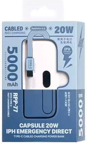 Remax Capsule Series RPP-77 Power Bank 5000mAh 18W με Θύρα USB-C Λευκό ...