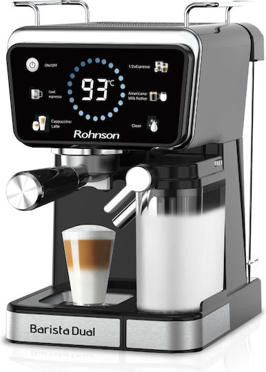 Rohnson Αυτόματη Μηχανή Espresso 1350W Πίεσης 20bar για Cappuccino ...