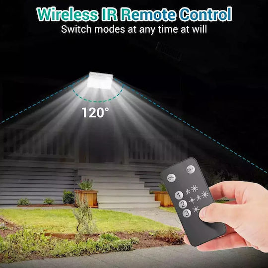 Lampa Montat pe perete Lampă Solară 2500lm Alb Rece 6500K cu Senzor de Mișcare și Telecomandă ...