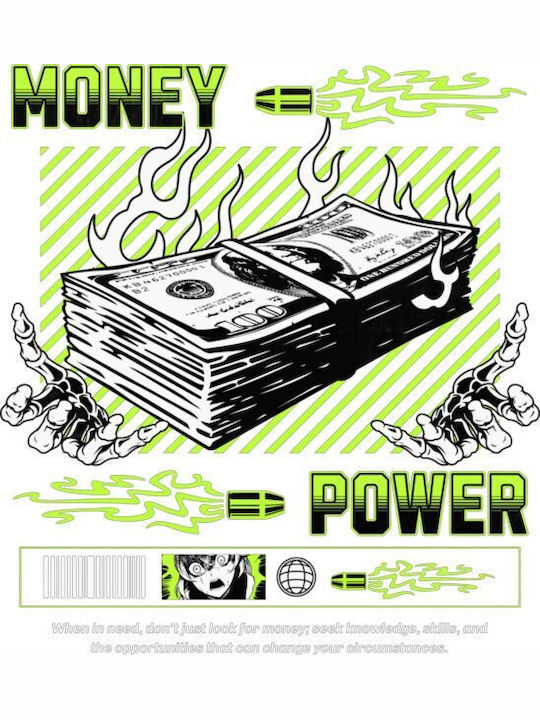 Oversized T-shirt Money Power Pop Culture White | Skroutz Cyprus