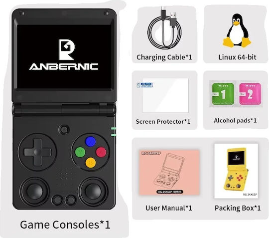 Handheld Game Console 3.4-inch Ips Display Linux Operating System Black ...