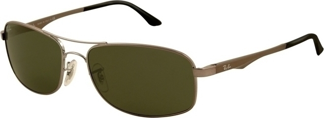 Ray Ban Ανδρικά Γυαλιά Ηλίου με Ασημί Μεταλλικό Σκελετό και Μαύρο Φακό ...