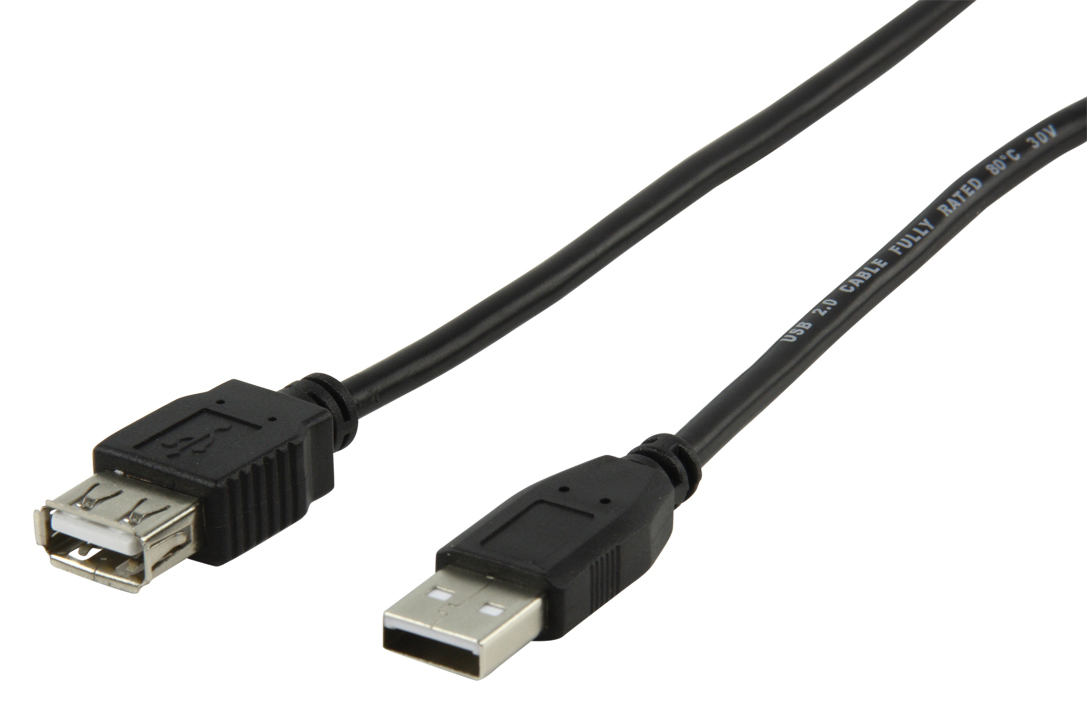 USB 2.0 Cable USB-A male - USB-A female 1.5m Black | Skroutz.gr