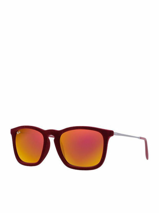 Ray Ban Chris Ανδρικά Γυαλιά Ηλίου με Κόκκινο Σκελετό και Κόκκινο Καθρέφτη Φακό RB4187 6078/6Q ...