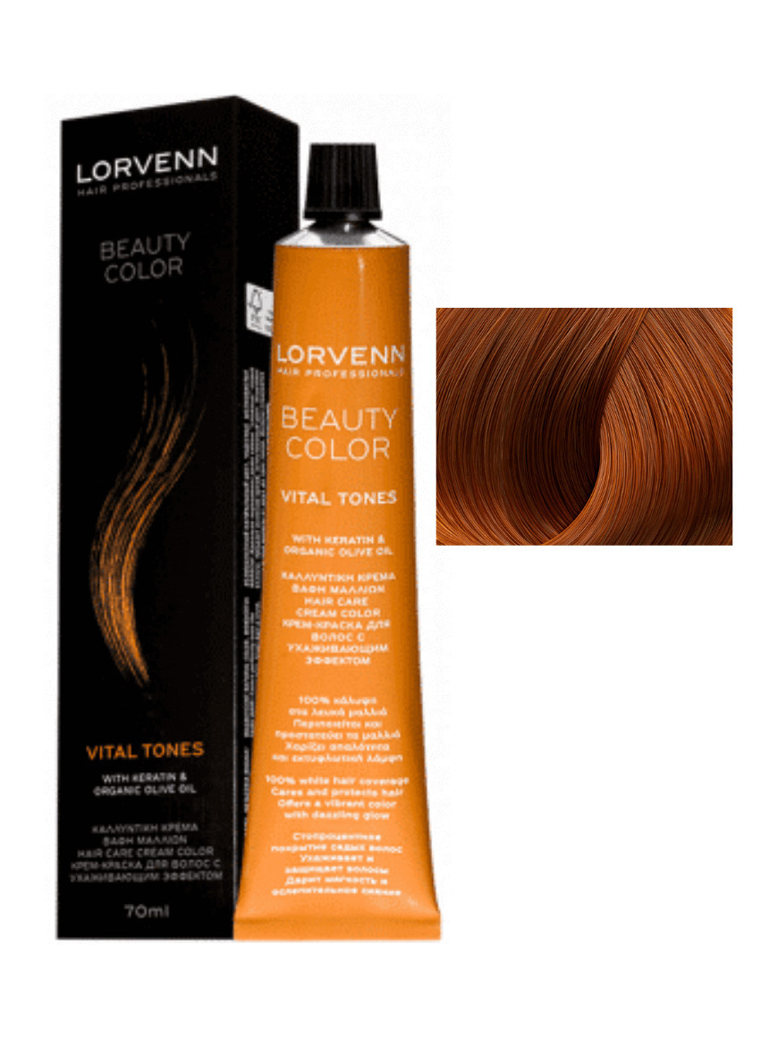 Lorvenn Beauty Color Βαφή Μαλλιών 8.45 Ξανθό Ανοιχτό Χάλκινο 70ml ...
