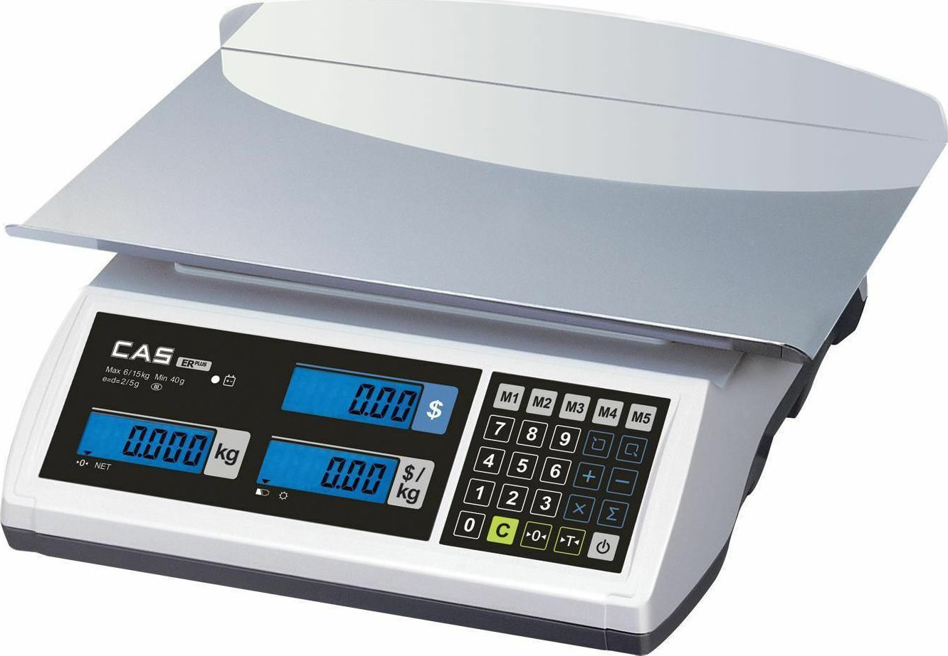 CAS ER Plus CB Ηλεκτρονική Ζυγαριά Λιανικής με Ικανότητα Ζύγισης 30kg ...