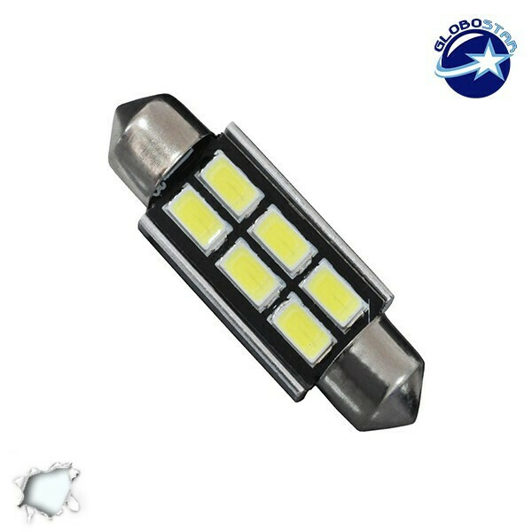 GloboStar Λάμπα Αυτοκινήτου Festoon Can Bus Led 6 SMD 5630 Cold White C5W Canbus LED 6000K Ψυχρό ...