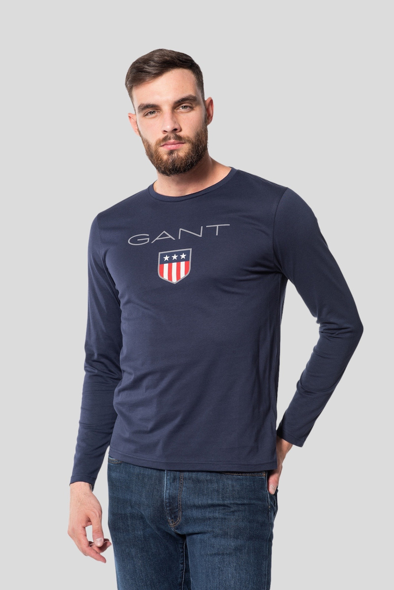 Gant Ανδρική Μπλούζα Μακρυμάνικη Navy 2004006-433 | Skroutz.gr