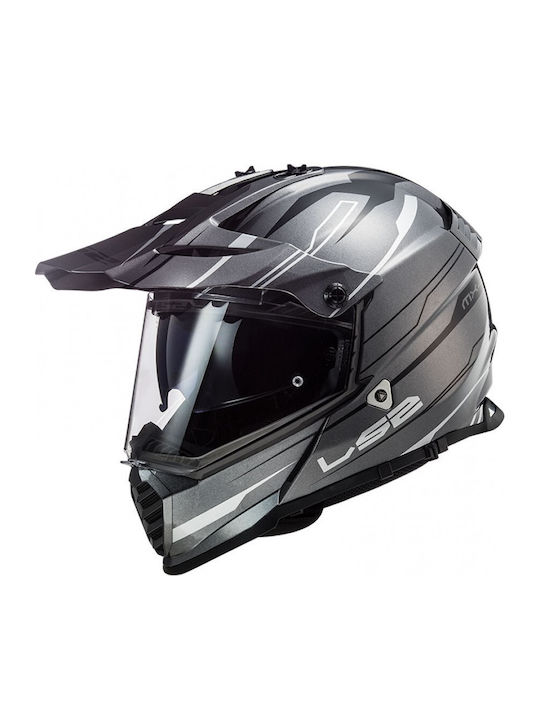 LS2 Pioneer Evo MX436 Knight Titanium White Κράνος Μηχανής On-Off ...