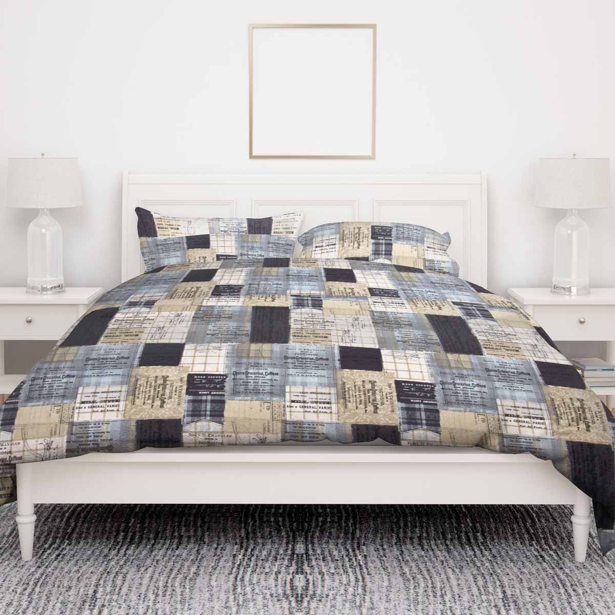 Dimcol Σετ Σεντόνι με 2 Μαξιλαροθήκες Υπέρδιπλο 220x240εκ. Flannel Squairs 1934655588700100 01 ...