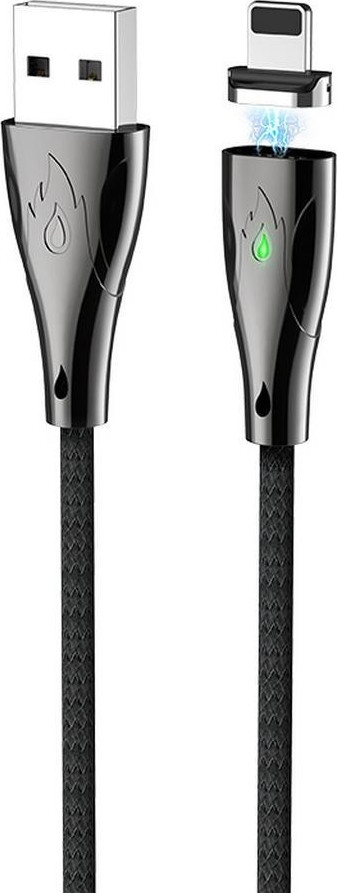 Hoco Braided / LED / Magnetic USB to Lightning Cable Μαύρο 1.2m (U75 ...