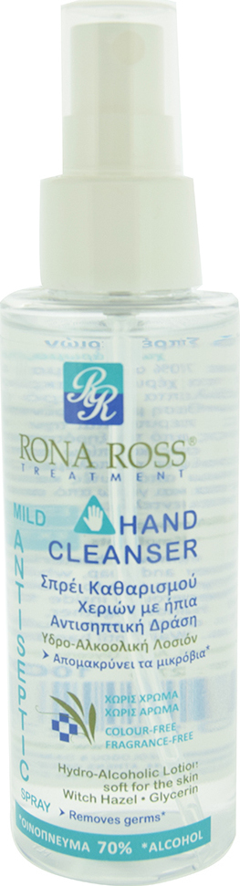 Rona Ross Spray Καθαρισμού Χεριών με Ήπια Αντισηπτική Δράση 100ml ...