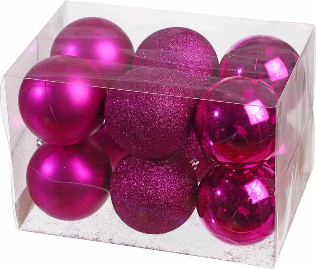 JK Home Decoration Χριστουγεννιάτικες Μπάλες Πλαστικές Μωβ 8εκ. 12τμχ ...