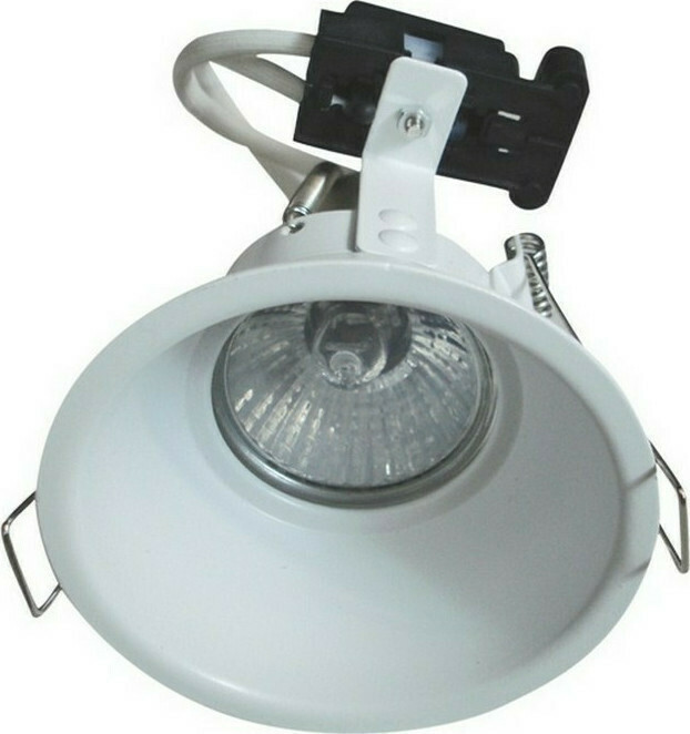 Aca Στρογγυλό Μεταλλικό Χωνευτό Σποτ με Ντουί GU10 230V σε Λευκό χρώμα ...