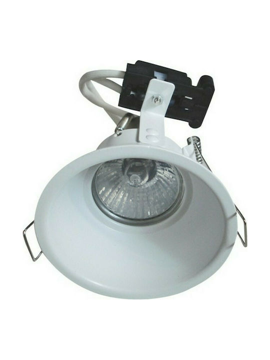 Aca Στρογγυλό Μεταλλικό Χωνευτό Σποτ με Ντουί GU10 230V σε Λευκό χρώμα ...