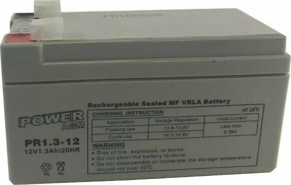 Power AGM PR1.3-12 Μπαταρία UPS με Χωρητικότητα 1.3Ah και Τάση 12V ...