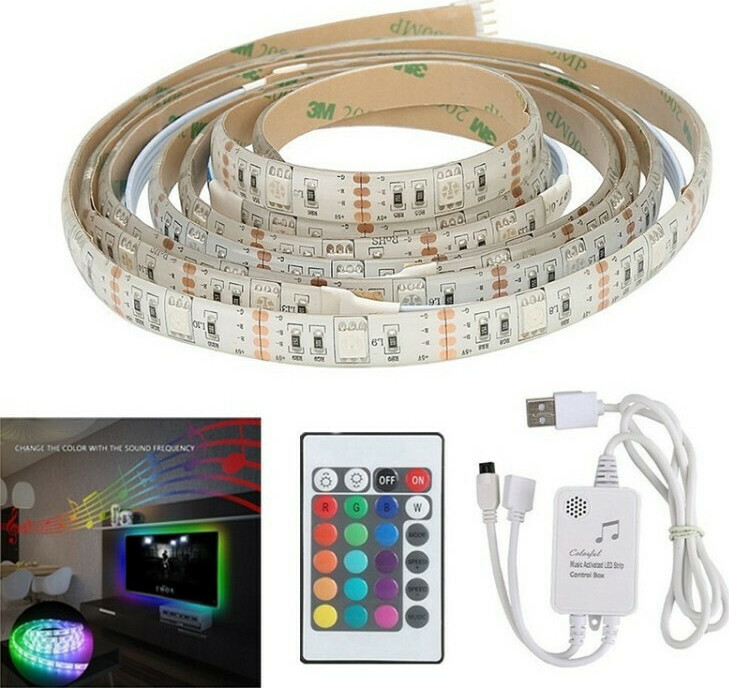 YWXLight Ταινία LED Τροφοδοσίας USB (5V) RGB Μήκους 2m και 90 LED ανά ...