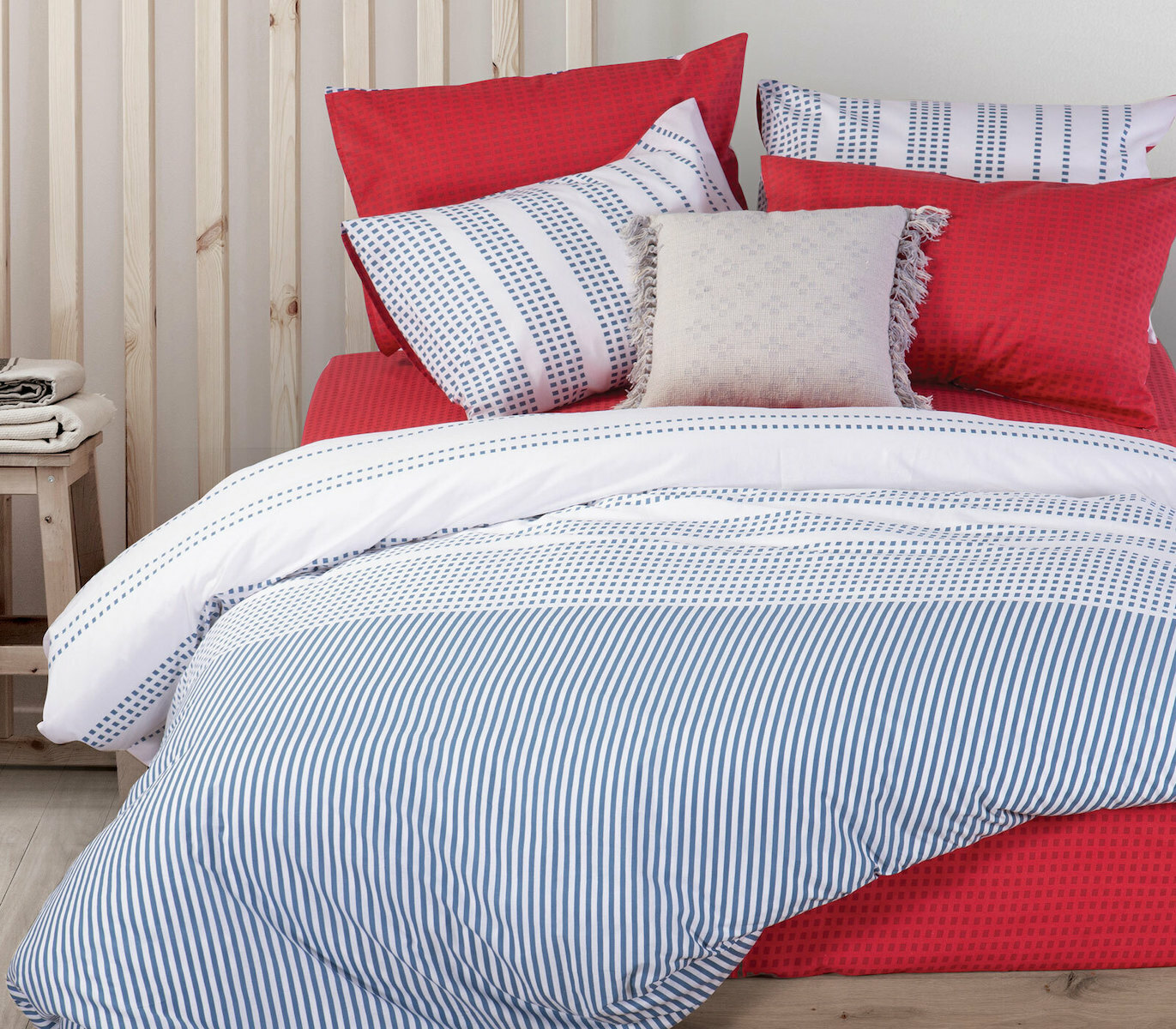 Nef-Nef Σετ Σεντόνια King Size με Λάστιχο 180x200x32εκ. Testa Blue ...