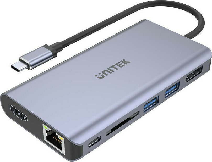 Unitek uHUB S7 USB-C / USB-A Docking Station με 4K PD Ethernet Γκρι | Skroutz.gr