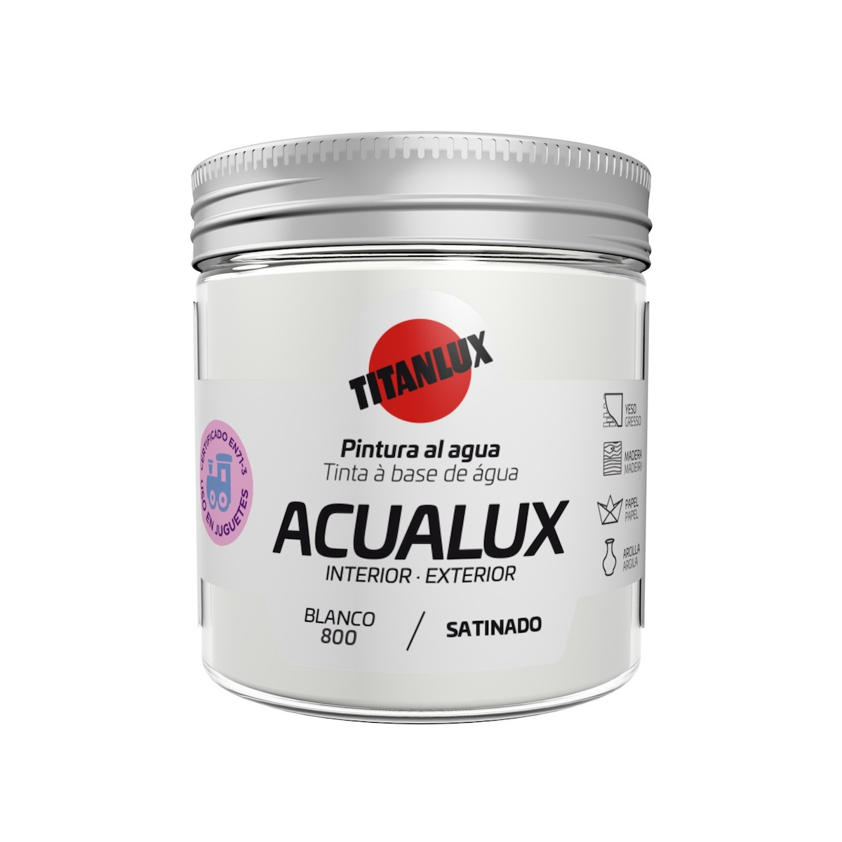 Titanlux Acualux Satin Υγρό Χρώμα Χειροτεχνίας Λευκό για Ξύλο Νερού ...