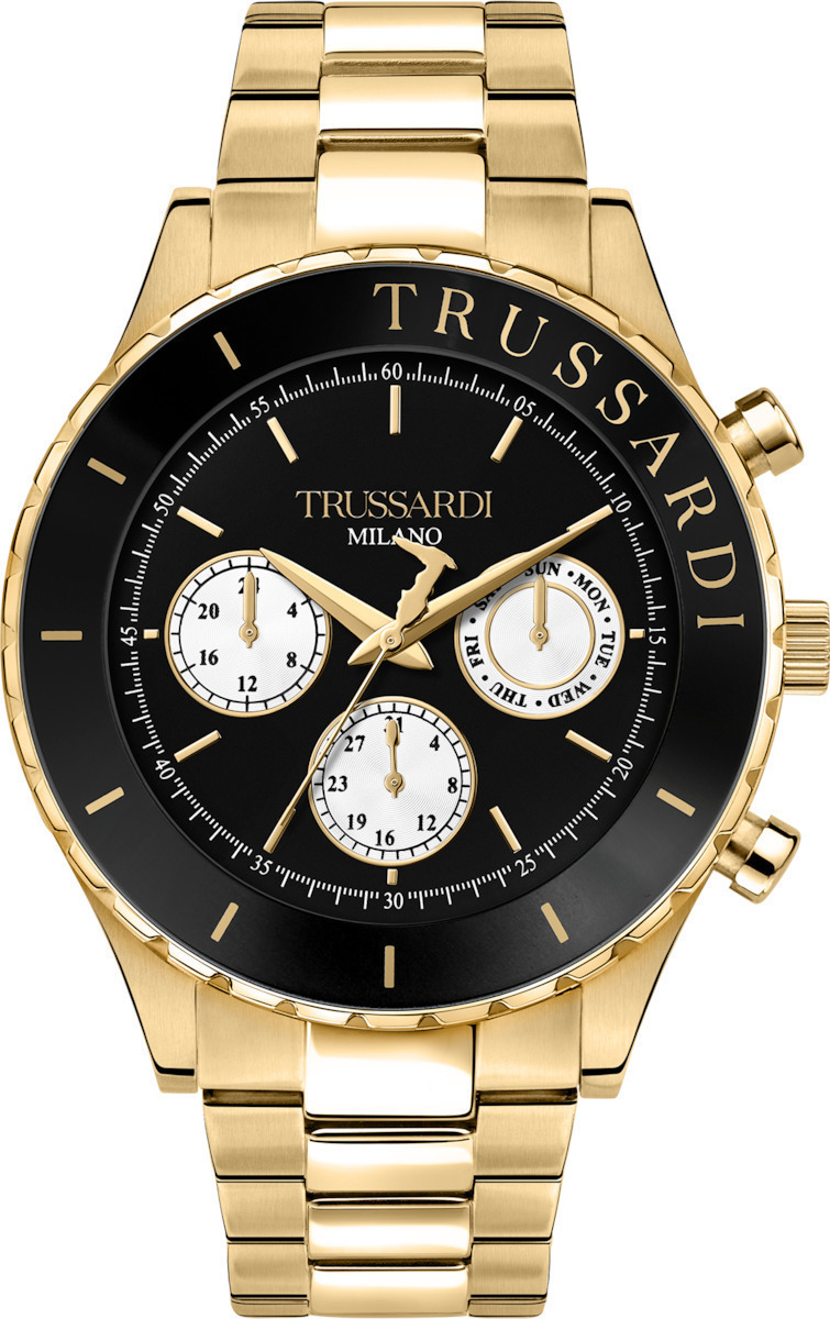 Trussardi T-Logo Ρολόι Χρονογράφος Μπαταρίας με Μεταλλικό Μπρασελέ σε ...