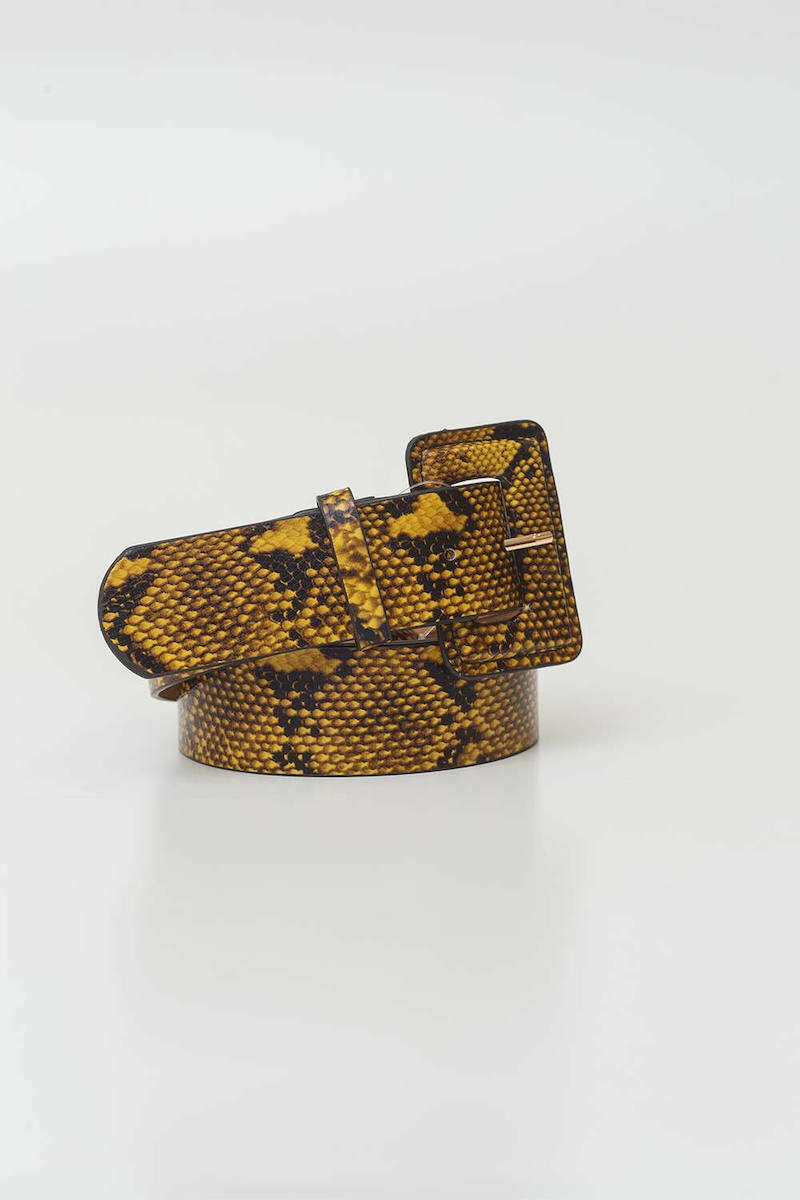 Fragola BE04 Δερμάτινη Γυναικεία Ζώνη Mustard Snake | Skroutz.gr