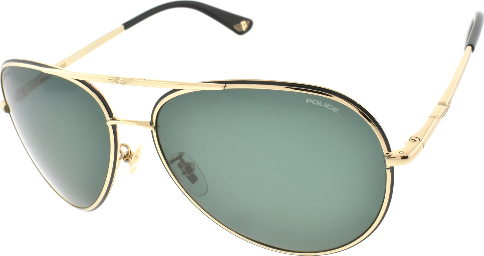 Police Ανδρικά Γυαλιά Ηλίου με Χρυσό Μεταλλικό Σκελετό και Πράσινο Φακό ...