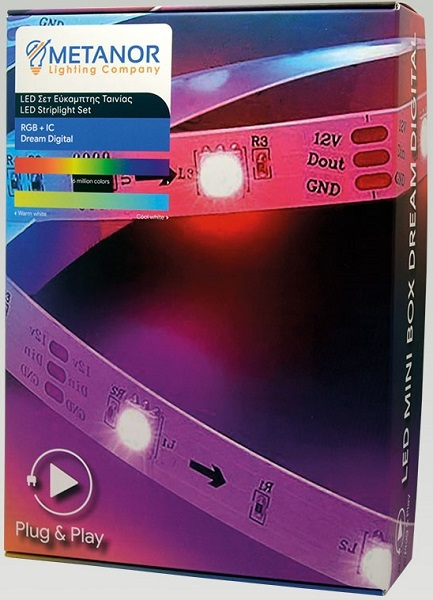 Metanor Ταινία LED RGB 2.5m με Τροφοδοτικό και Τηλεχειριστήριο SMD5050 ...