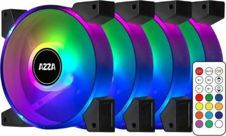 Azza Hurricane II Digital RGB Case Fan 120mm με Σύνδεση 4-Pin PWM 4τμχ ...