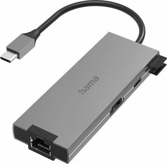HAMA USB 3.2 Hub 2 Θυρών με σύνδεση USB-C / Ethernet Γκρι (00200109 ...