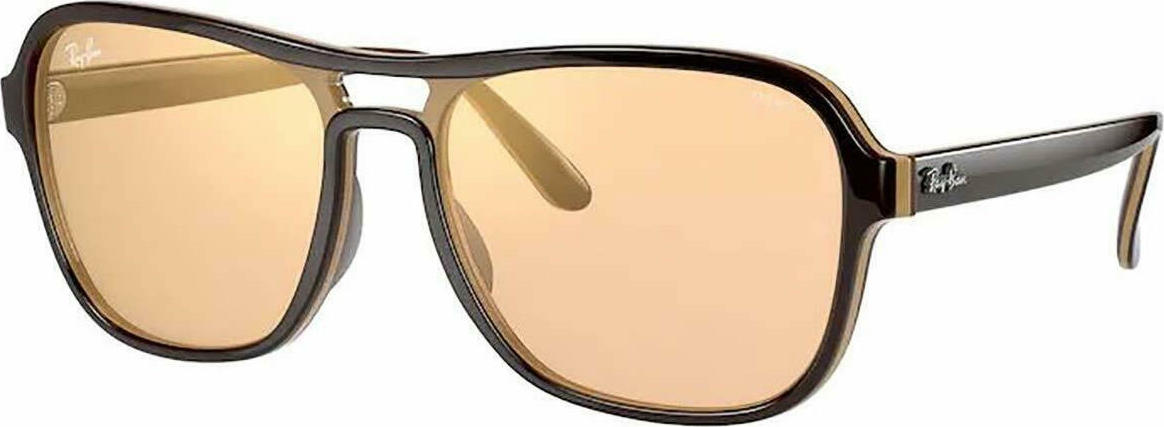 Ray Ban State Side Γυαλιά Ηλίου με Μαύρο Κοκκάλινο Σκελετό και Καφέ ...