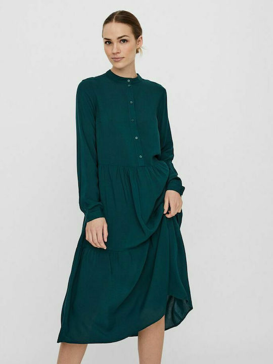 Vero Moda 10255389 Midi All Day Φόρεμα με Κουμπιά Sea Moss | Skroutz.gr