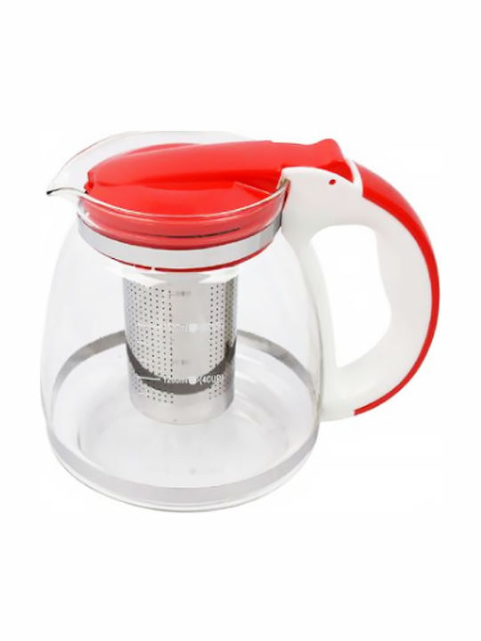 Τσαγιέρα Γυάλινη με Φίλτρο Κόκκινη 1500ml | Skroutz.gr