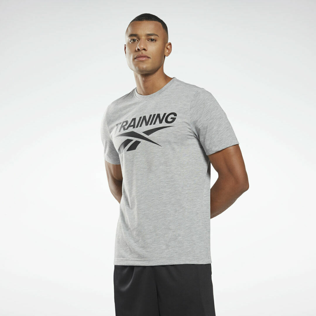 Reebok Graphic Series Ανδρικό T-shirt Medium Grey Heather με Λογότυπο ...