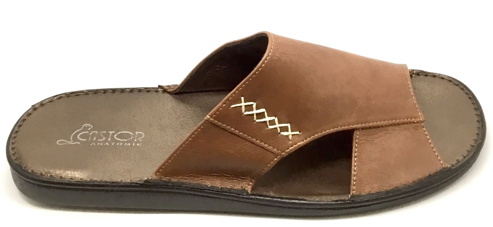 Castor Anatomic 6113 Δερμάτινα Ανδρικά Σανδάλια σε Ταμπά Χρώμα | Skroutz.gr